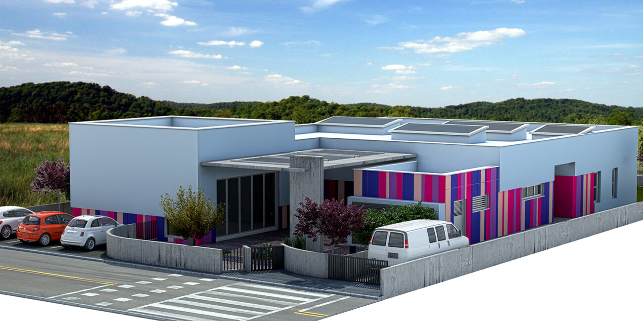 kindergarten-exterior-rear-view-perspective-high - Thepolygon